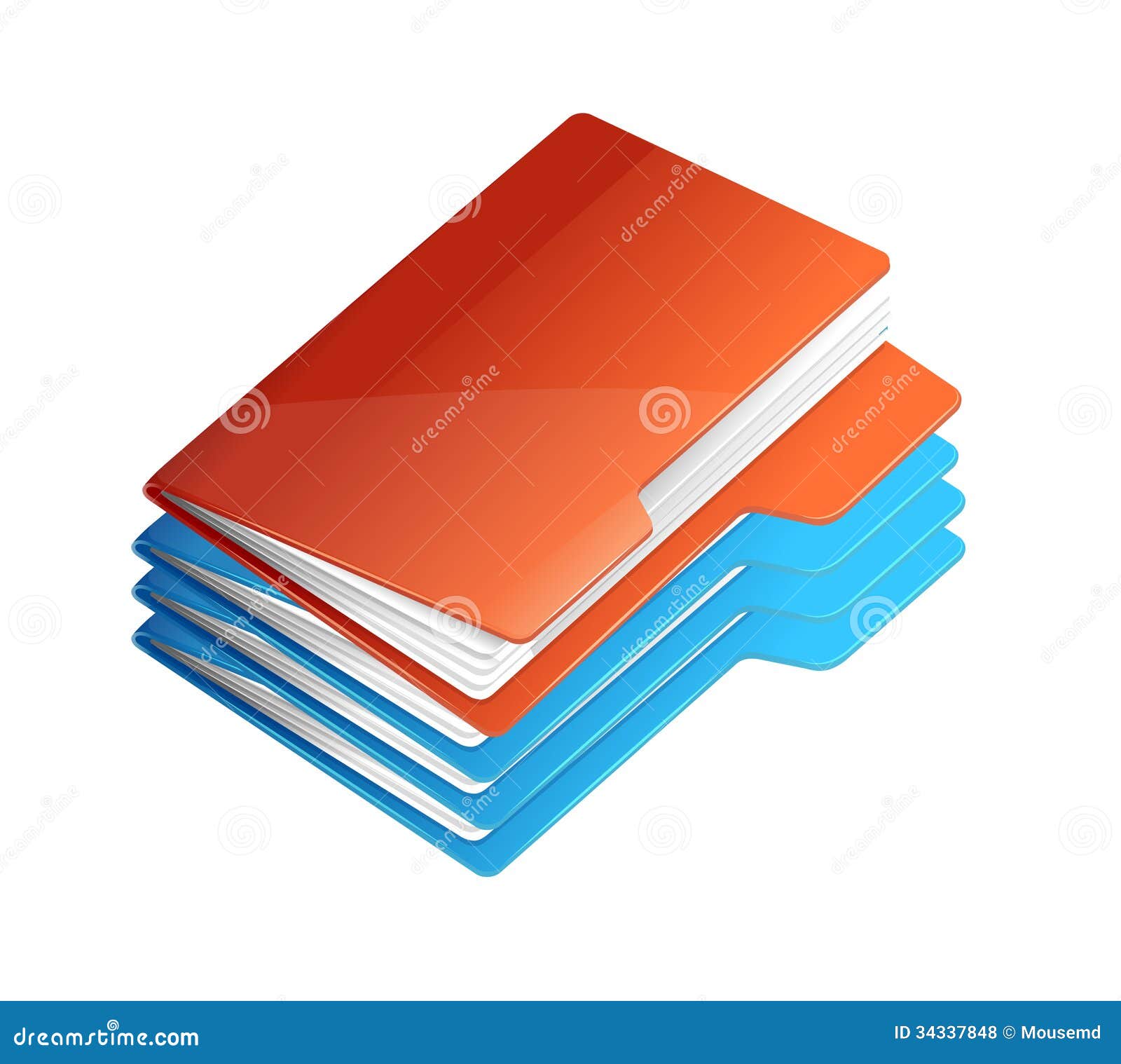 Quatre Dossiers Avec Le Papier. Pile De Dossier Illustration de Vecteur ...