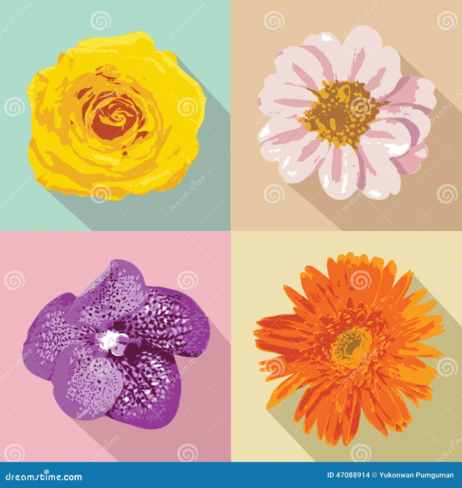 Quatre Fleurs, Illustration De Vecteur Illustration de Vecteur ...