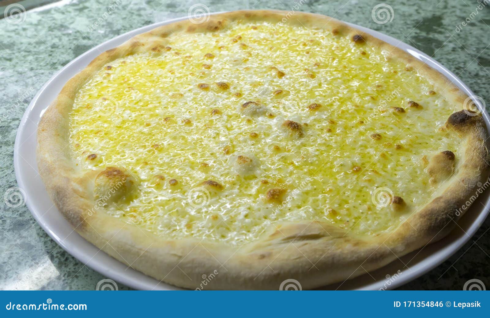 Quatro Formaggi Pizza Four Types of Cheese Stock Photo - Image of baked ...