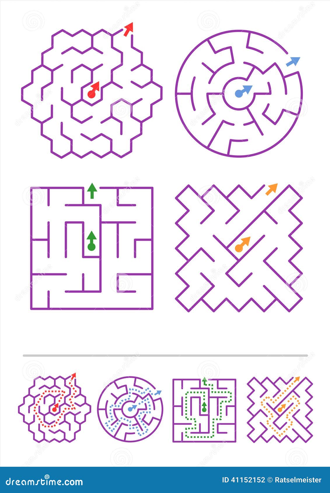 Quatro Jogos Do Labirinto Com Respostas Ilustração do Vetor ...