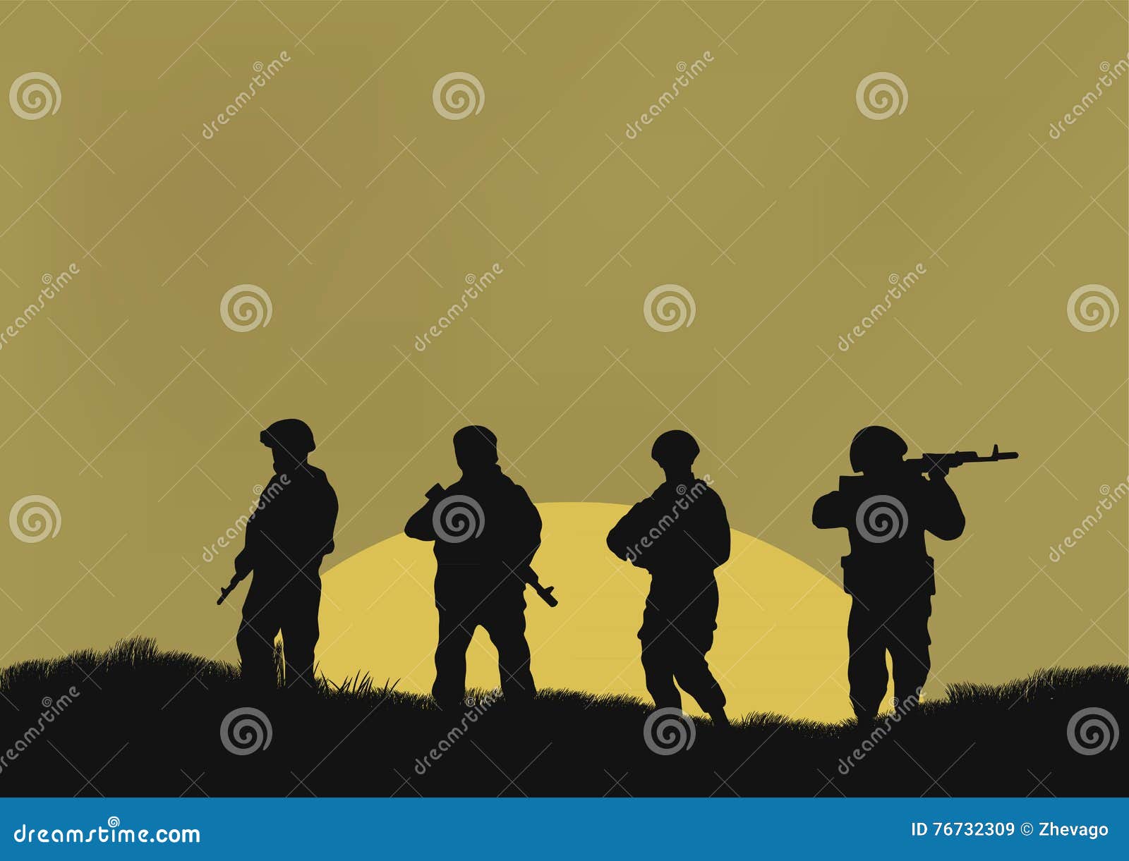 Quatro soldados ilustração do vetor. Ilustração de quatro - 76732309