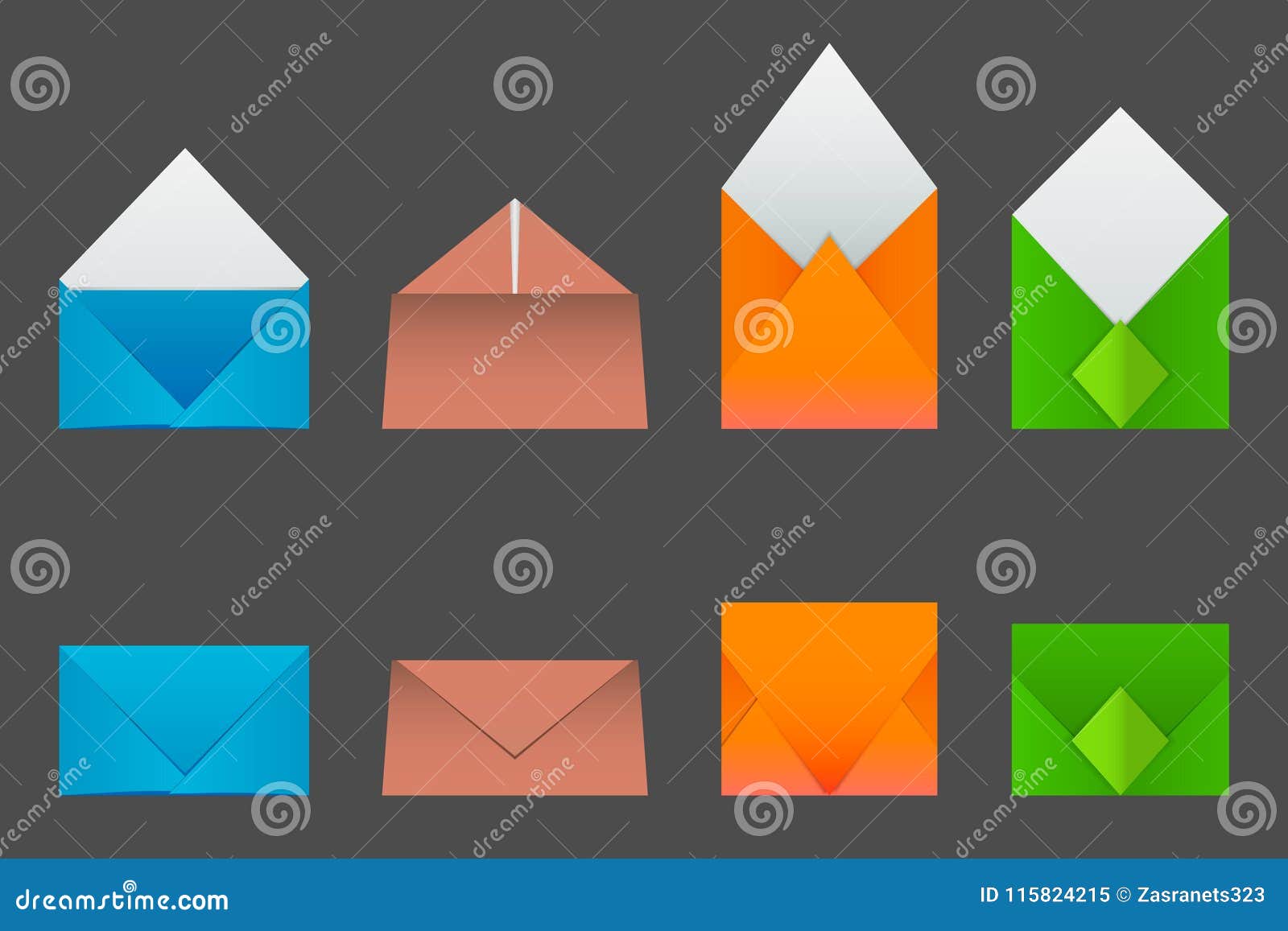 Quatro Tipos De Envelopes Feitos Do Papel Colorido Ilustração do Vetor ...