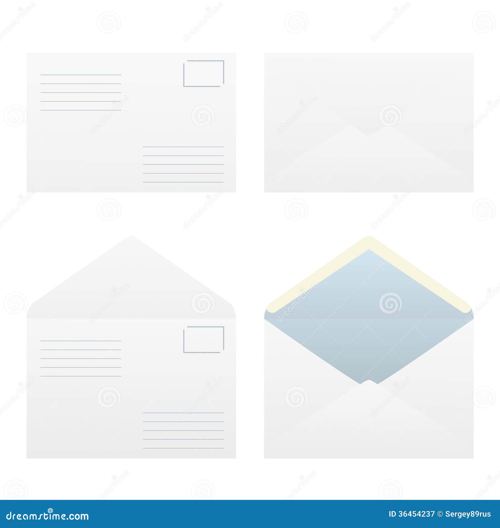 Quatro Tipos De Envelopes Postais. Ilustração do Vetor - Ilustração de ...