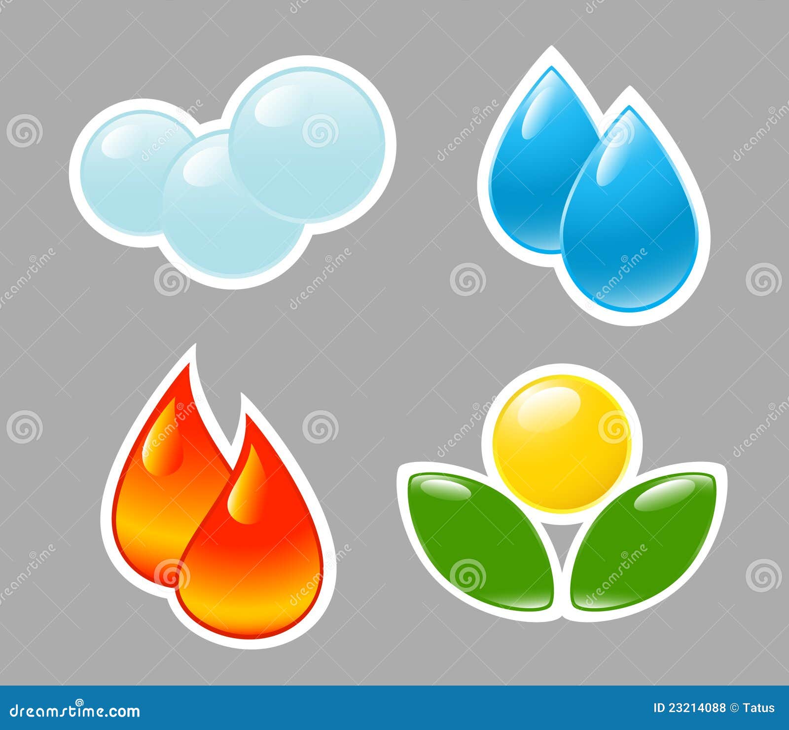 Quattro Elementi. Fuoco, Acqua, Aria, Terra. Illustrazione Vettoriale ...