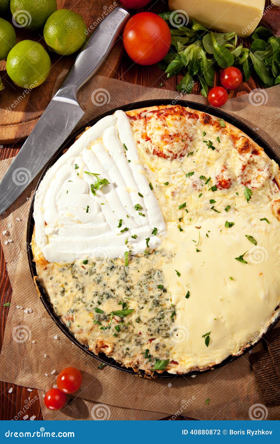 Quattro Formaggi stock photo. Image of nutrition, tasty - 40880872