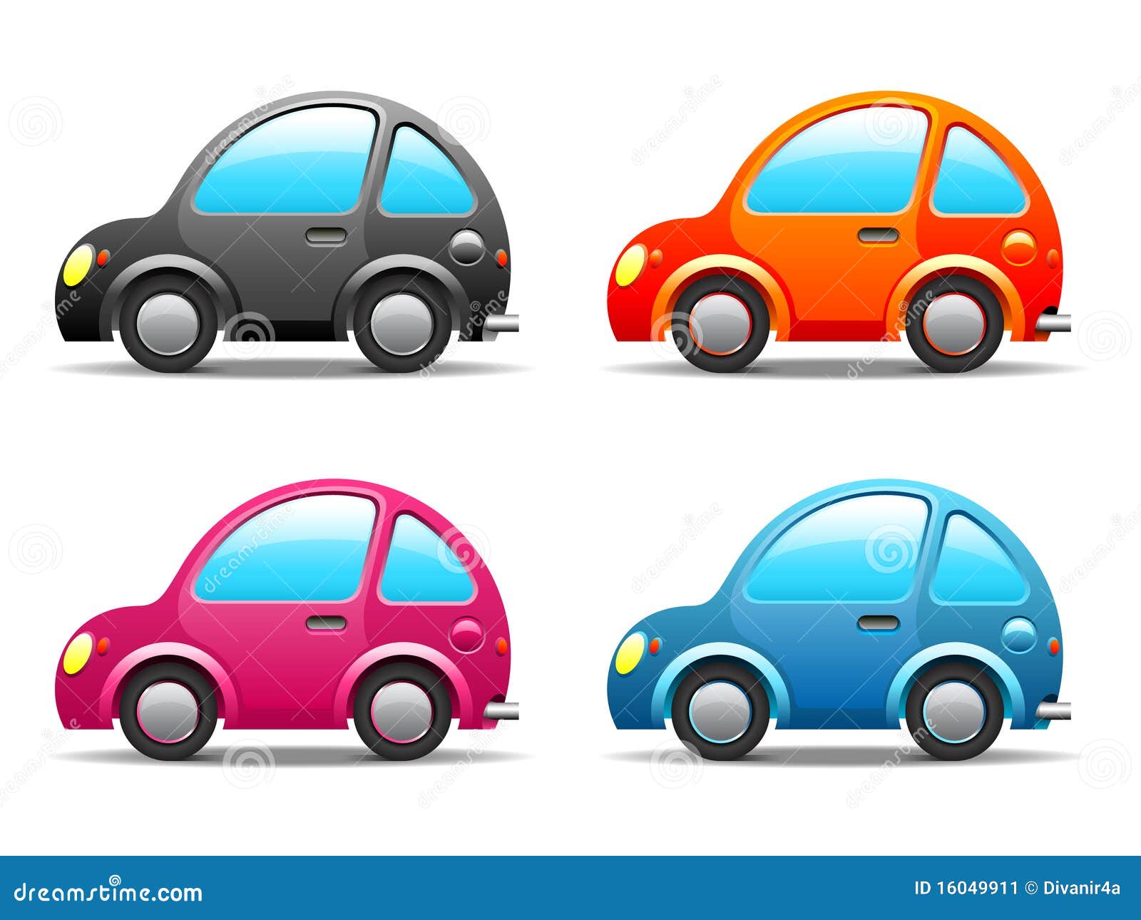 Quattro Piccole Automobili Divertenti Illustrazione Vettoriale ...