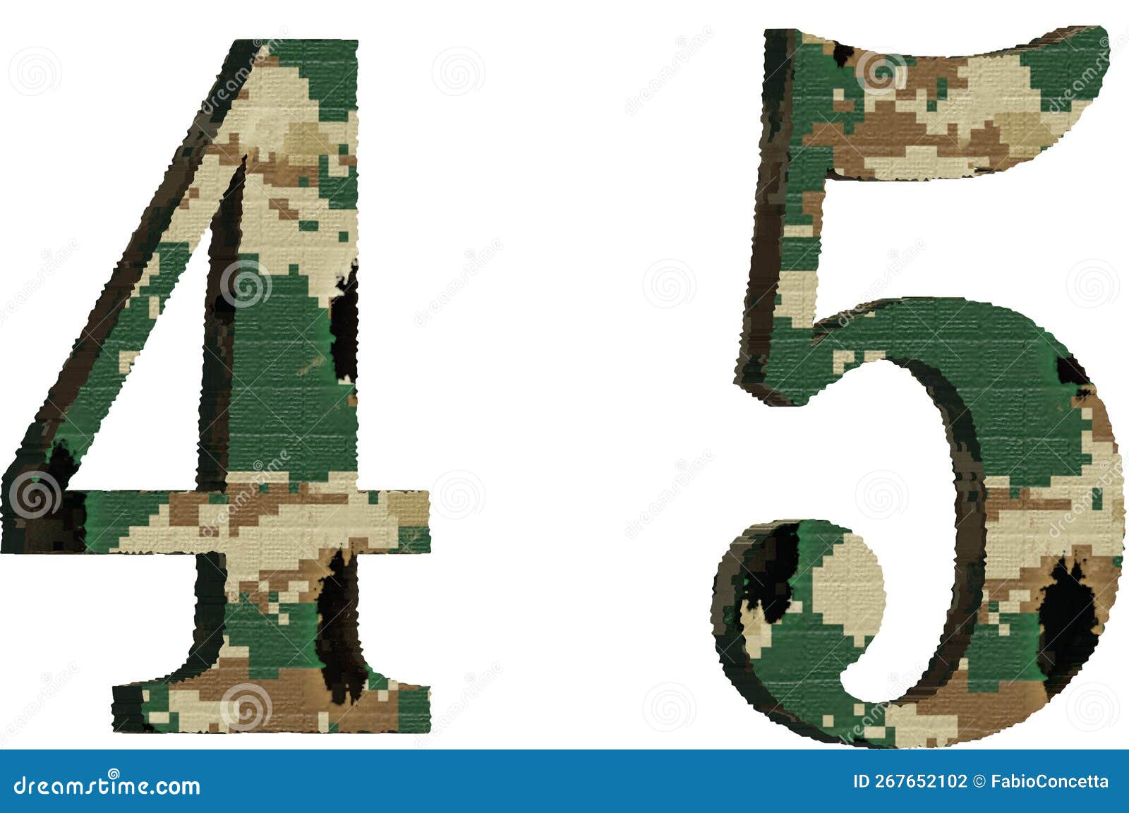 Abstract Font Alphabet with Military Camouflage Texture Pair of Numbers ...