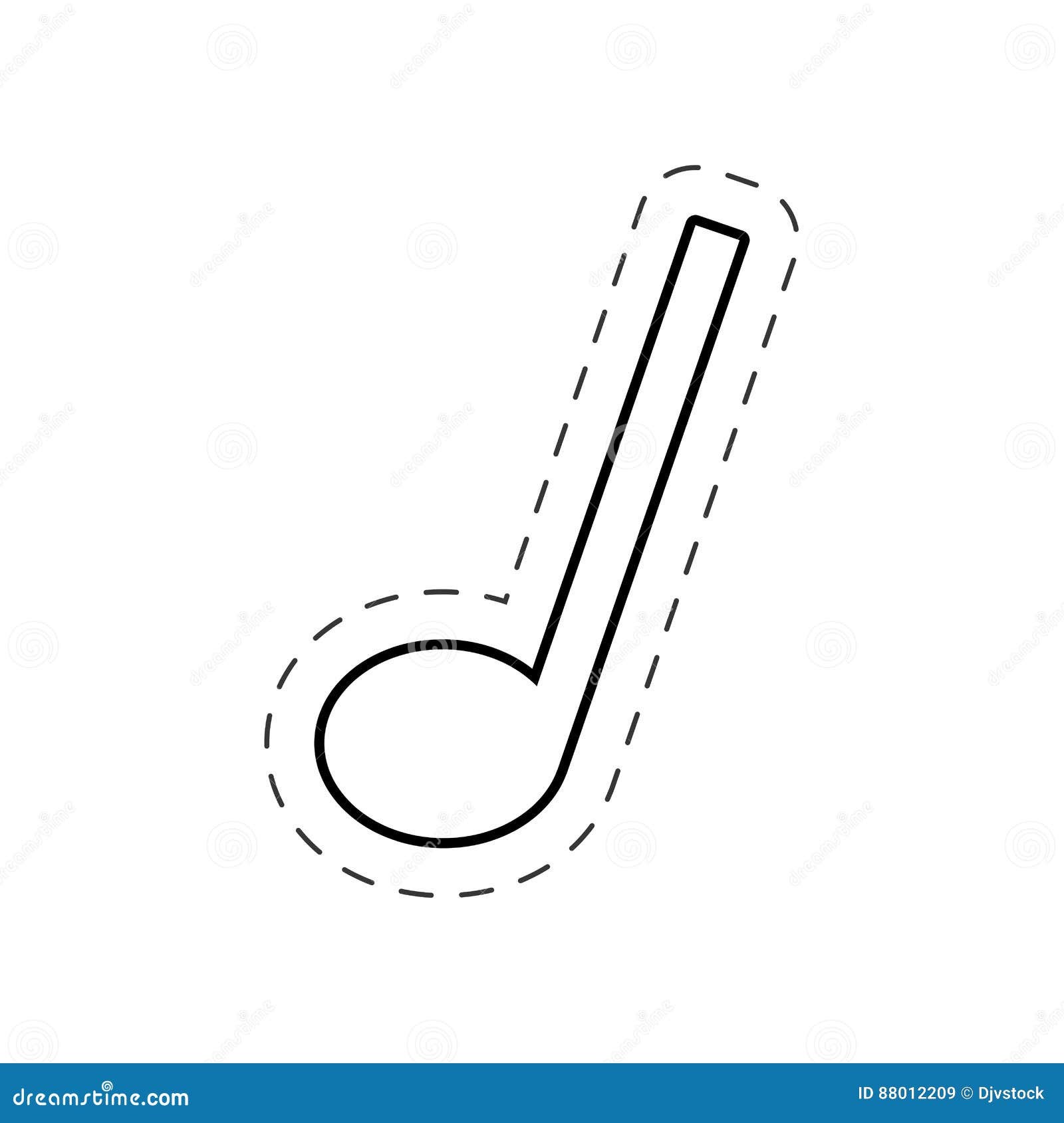 Quaver music note cut line stock illustration. Illustration of quarter ...