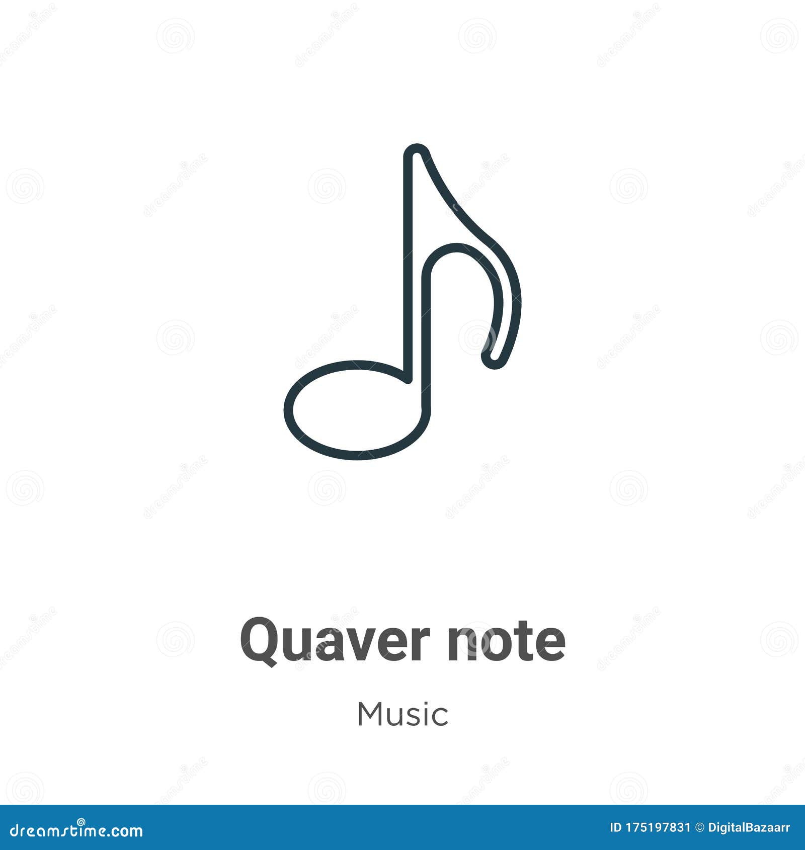 Quaver Note Outline Vector Icon. Thin Line Black Quaver Note Icon, Flat ...