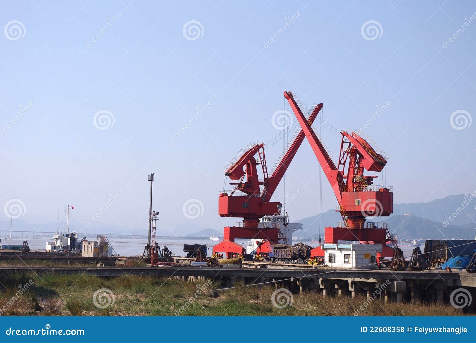 Quay cranes stock photo. Image of freight, harbor, terminal - 22608358