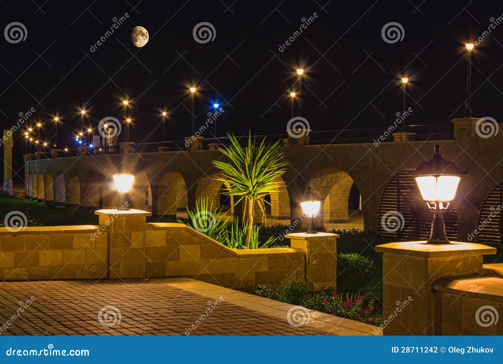 Quay Resort of Hurghada at Night Stock Photo - Image of scene, city ...