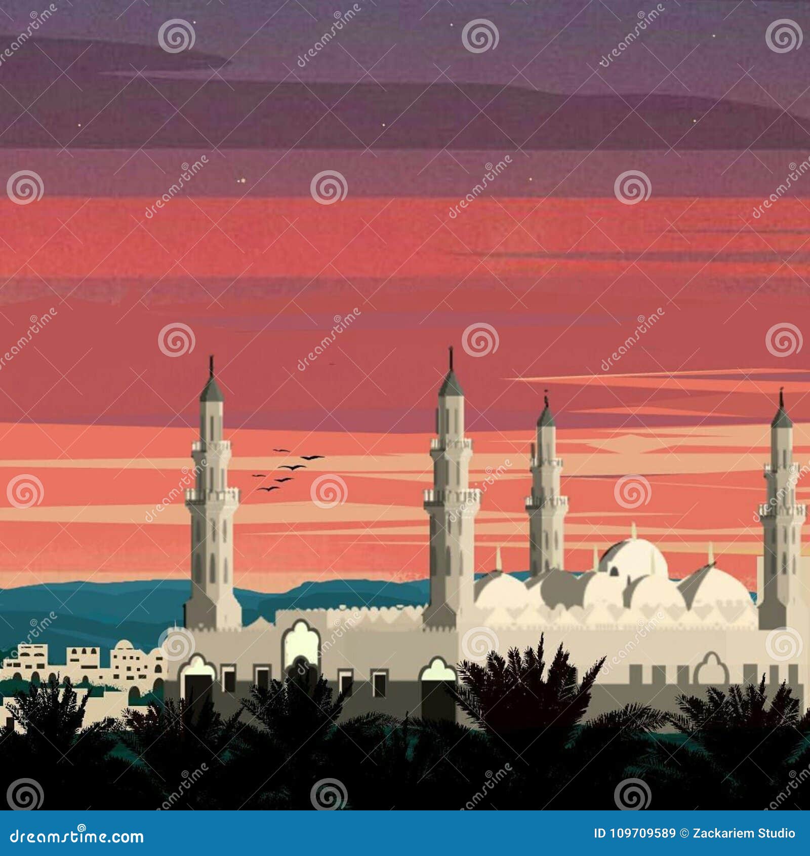 Quba mosque stock illustration. Illustration of quba - 109709589
