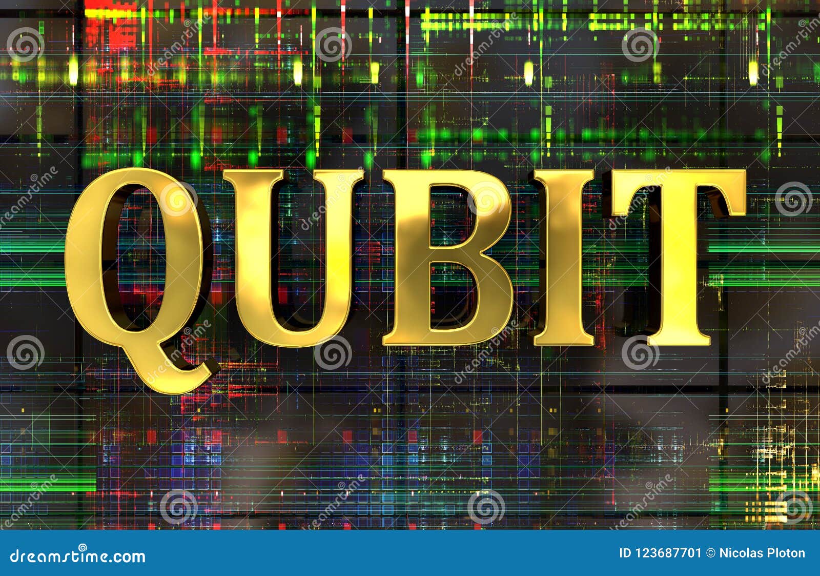 `QUBIT` Word In Gold On Electronic Background Royalty-Free Cartoon ...