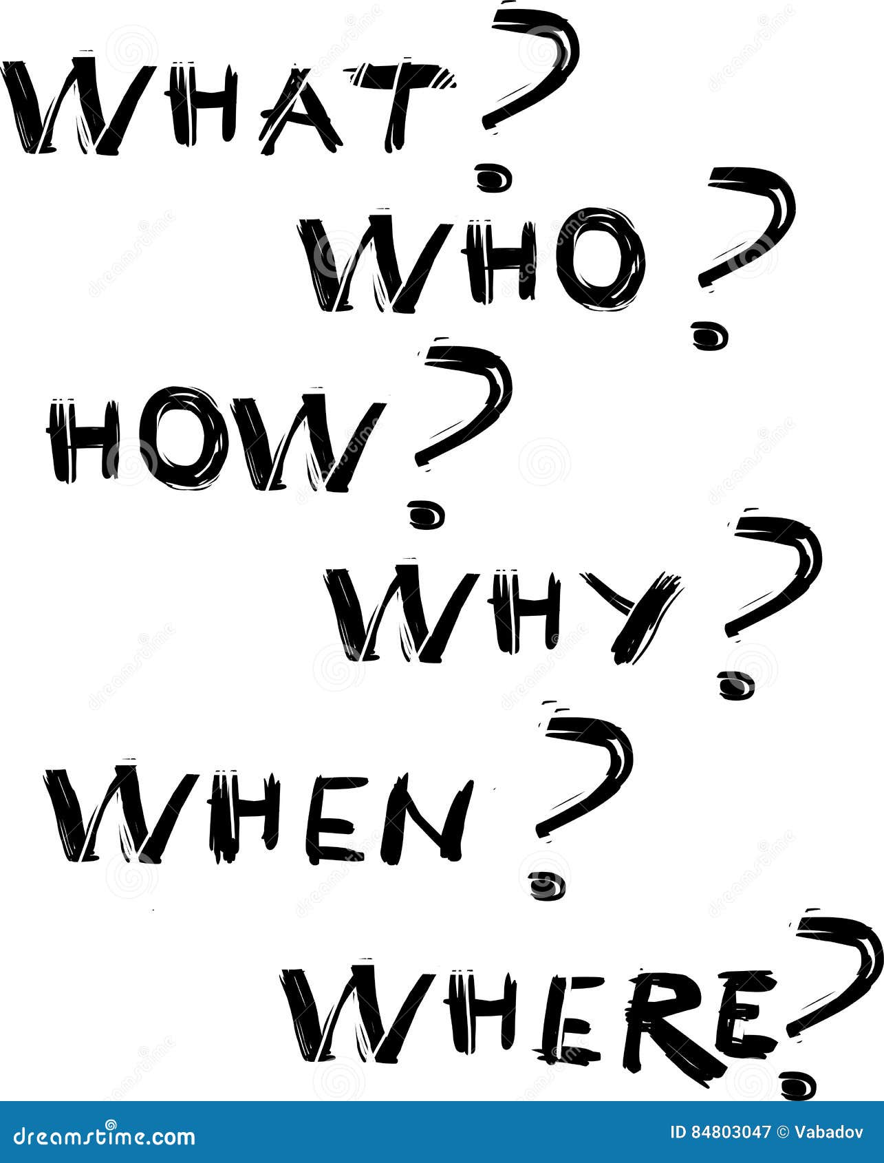 Que, Que, Como, Porque Quando E Onde Perguntas Ilustração do Vetor ...