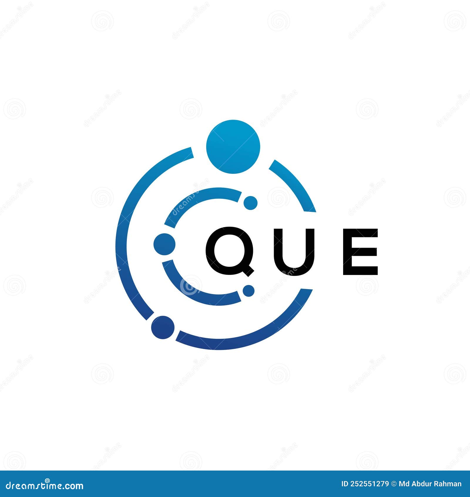 QUE Letter Technology Logo Design on White Background. QUE Creative ...