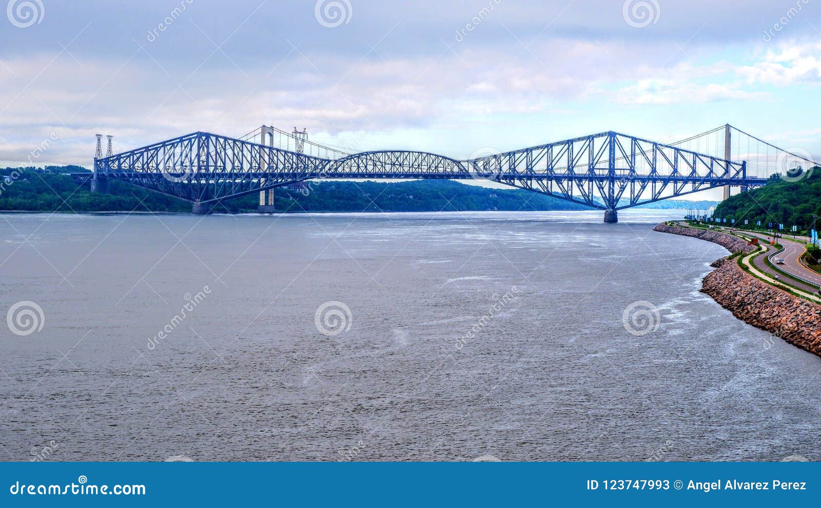 Quebec Bridge Over the St. Lawrence River Stock Image - Image of large ...