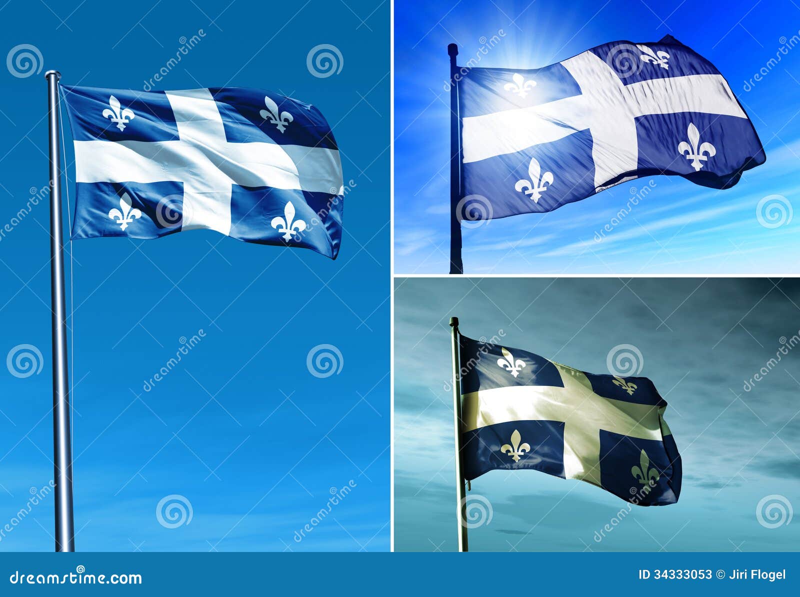 Quebec (Canada) Flag Waving on the Wind Stock Image - Image of ...