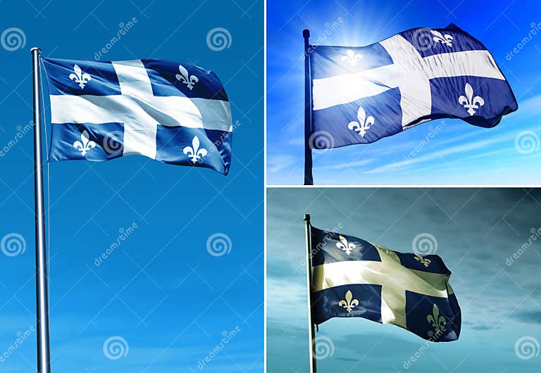 Quebec (Canada) Flag Waving on the Wind Stock Image - Image of ...