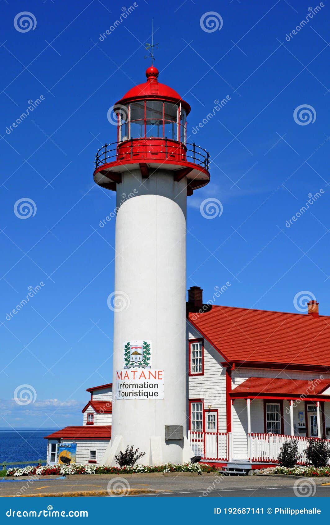 Quebec; Canada- June 25 2018 : Lighthouse of Matane in Gaspesie ...