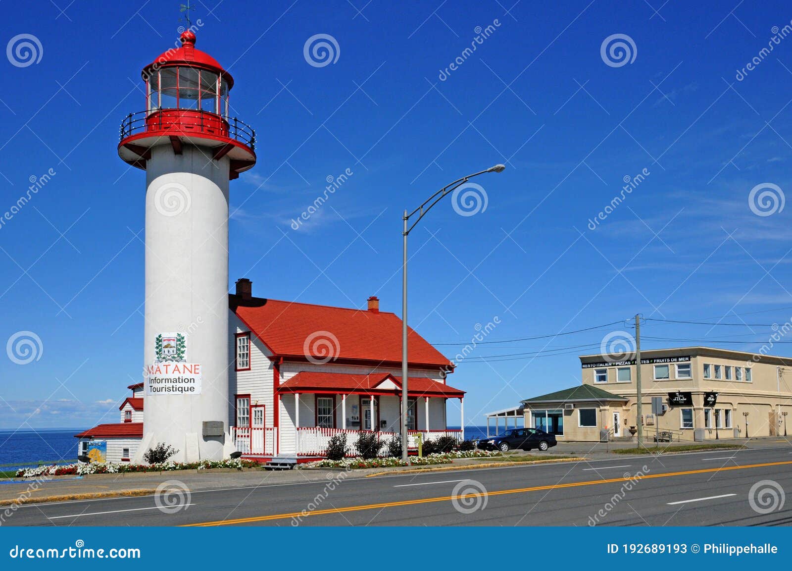 Quebec; Canada- June 25 2018 : Lighthouse of Matane in Gaspesie ...