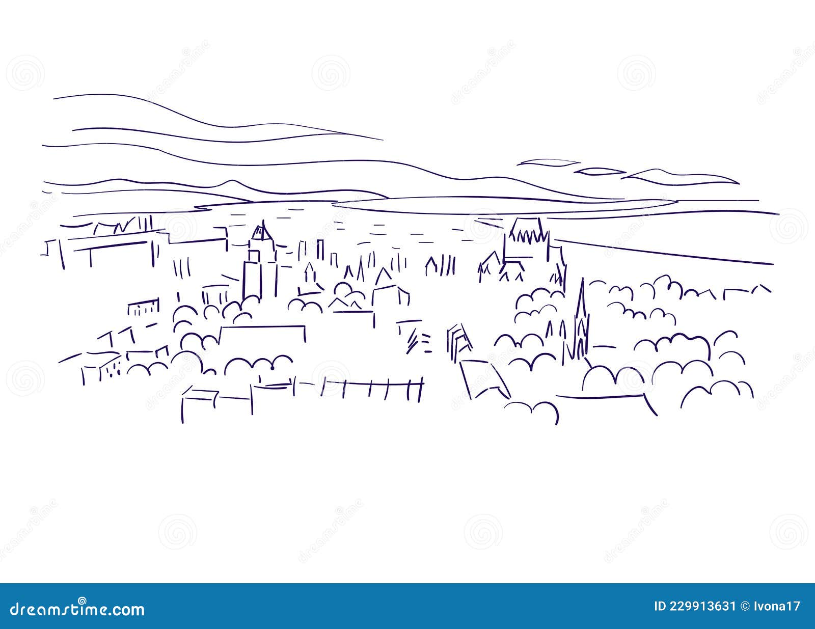 Quebec Quebec Canada Vector Sketch City Illustration Line Art Stock ...