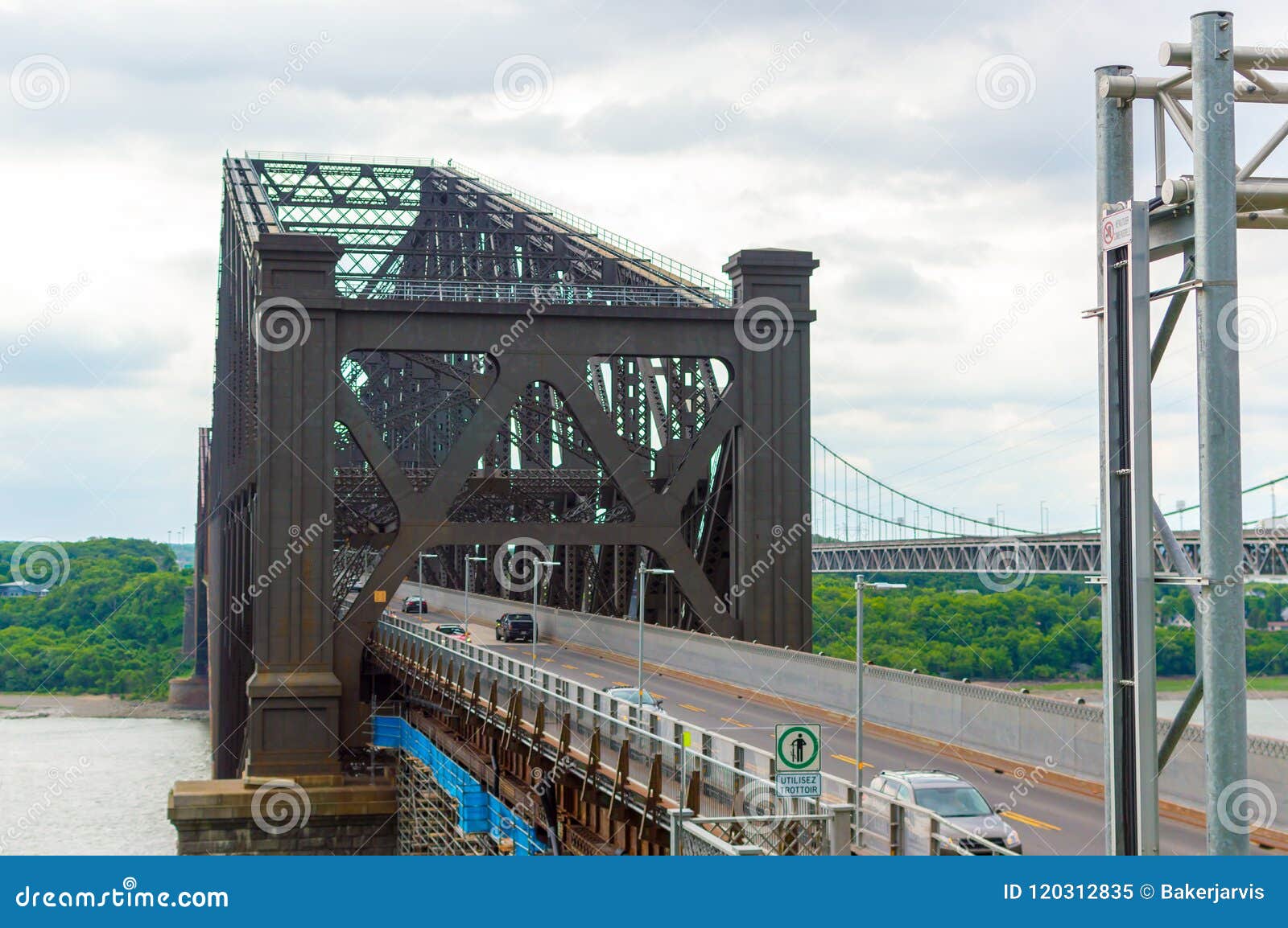 Quebec City Bridge in Quebec City Stock Image - Image of river ...
