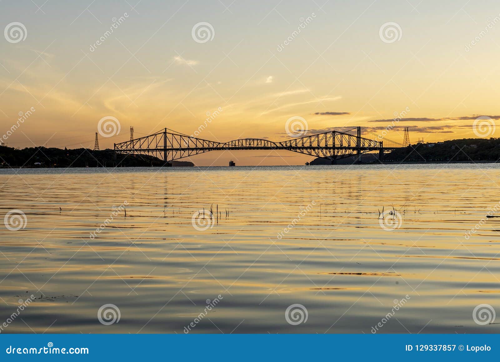 Quebec City Bridge in Canada on the Sunset Stock Image - Image of ...