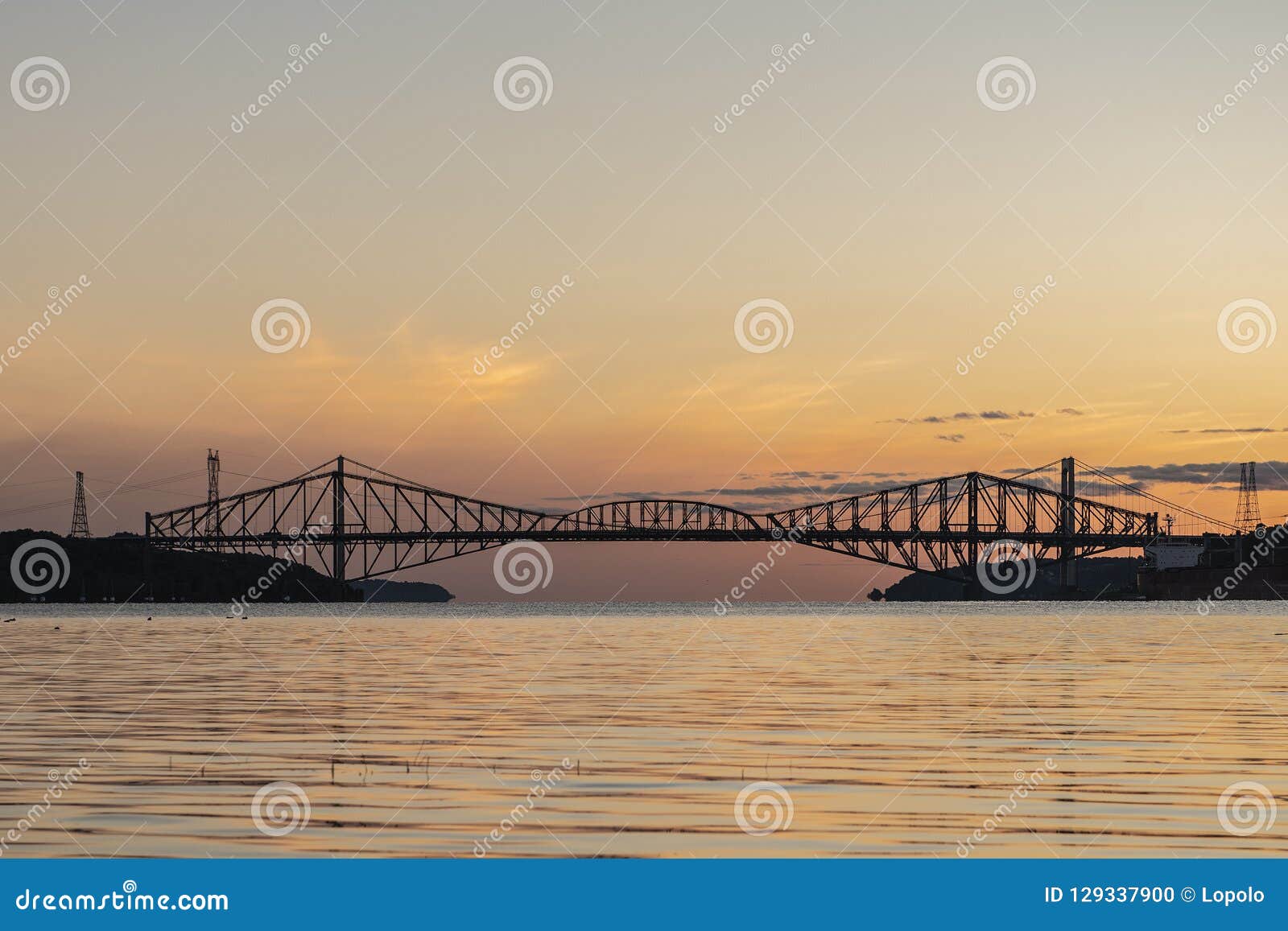 Quebec City Bridge in Canada on the Sunset Stock Photo - Image of rural ...