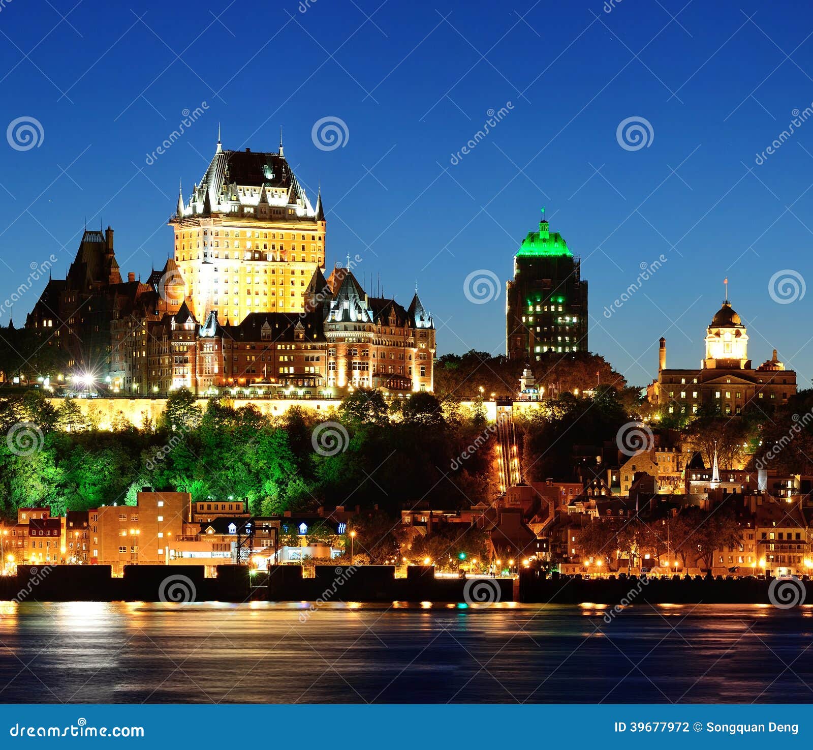 Quebec City at night stock photo. Image of evening, city - 39677972