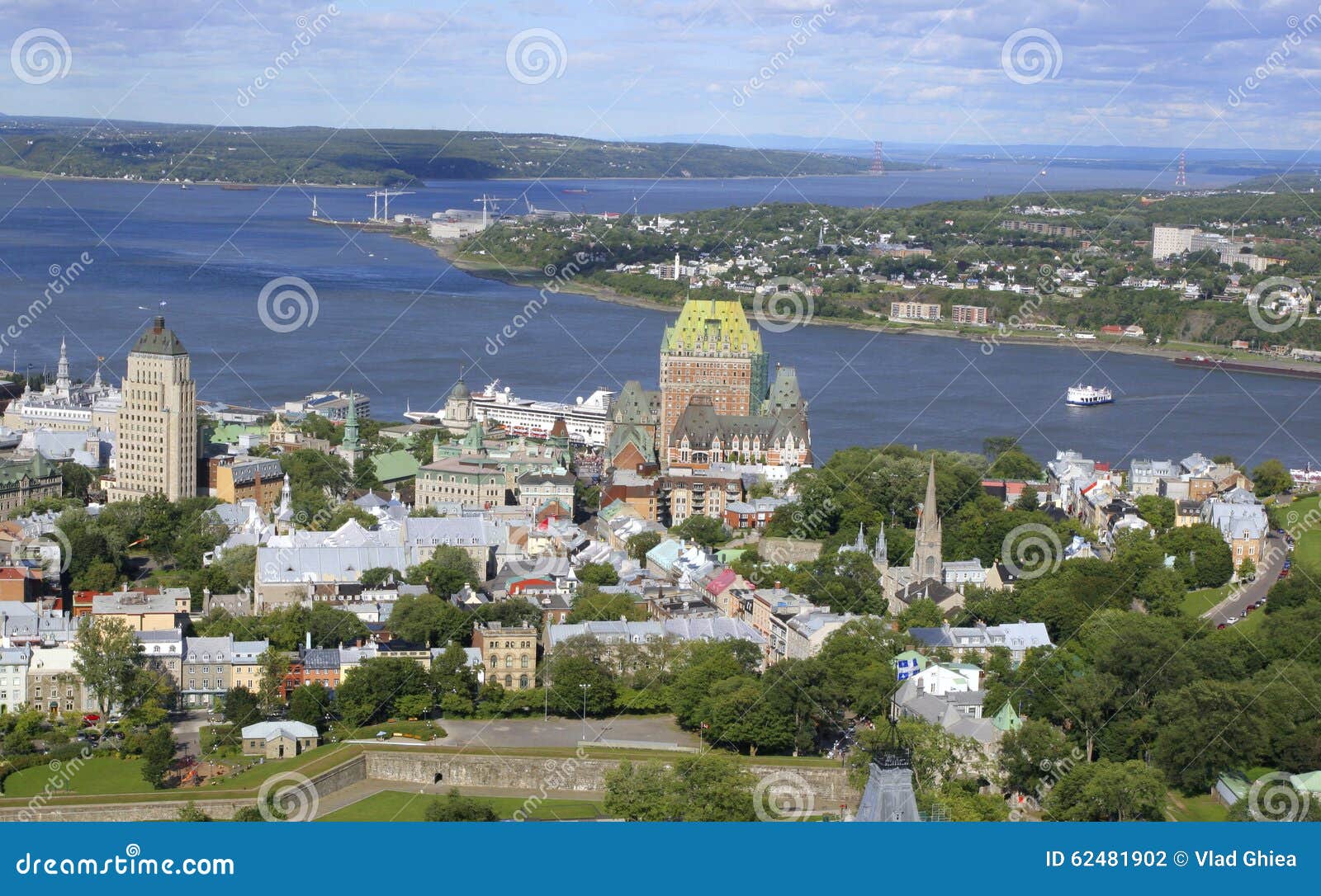 Quebec City Skyline, Aerial View Stock Photo - Image of frontenac ...