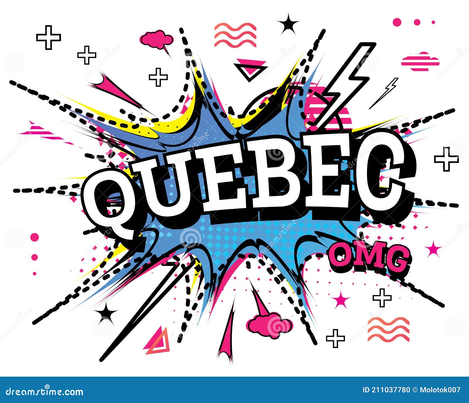 Quebec Comic Text in Pop Art Style Isolated on White Background Stock ...