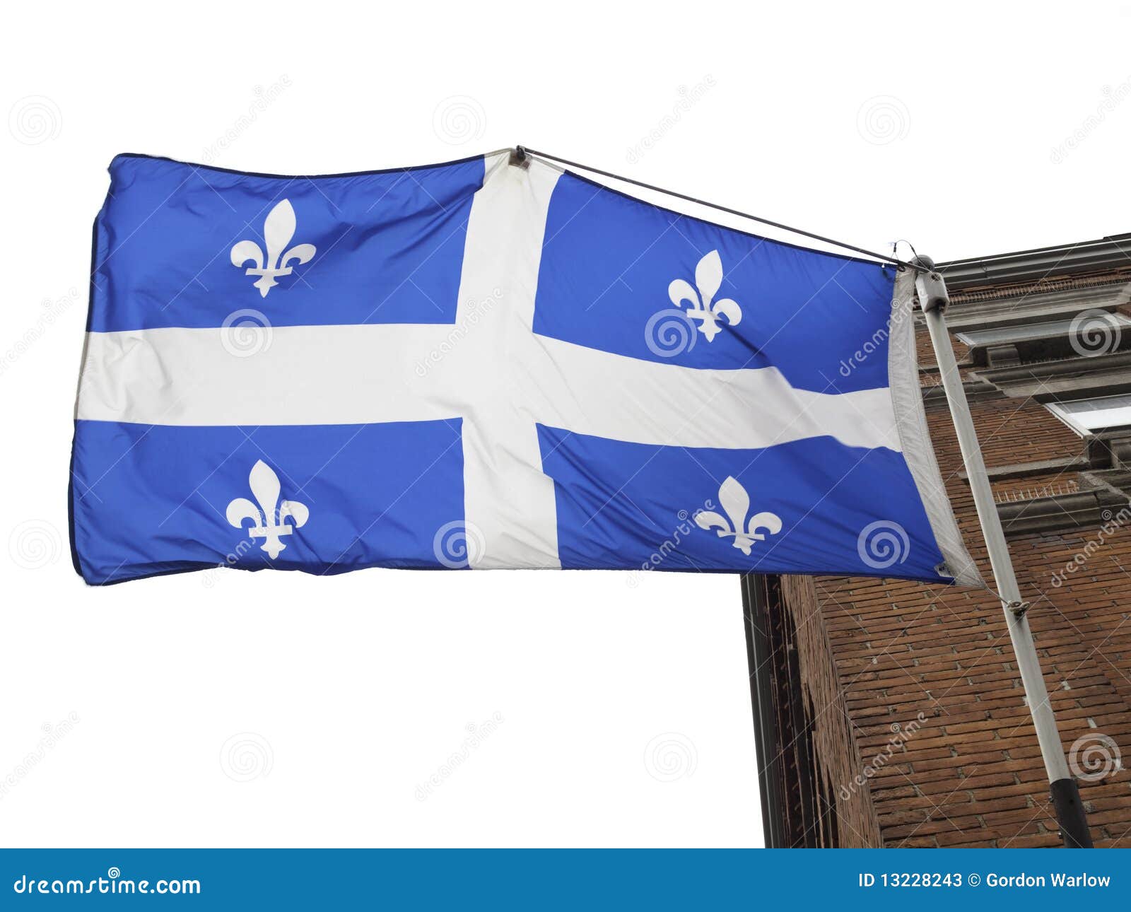 Quebec flag flying stock image. Image of patriotic, blue - 13228243