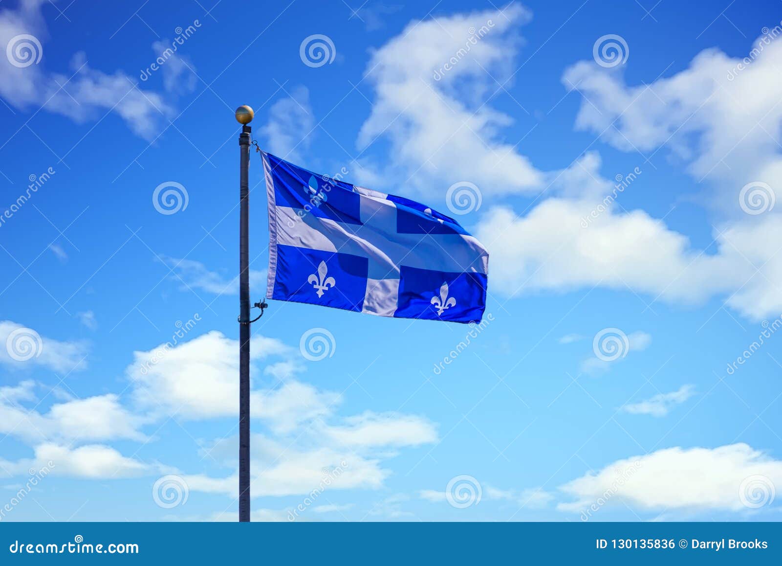 Quebec Flag on Sky stock photo. Image of tourism, quebec - 130135836