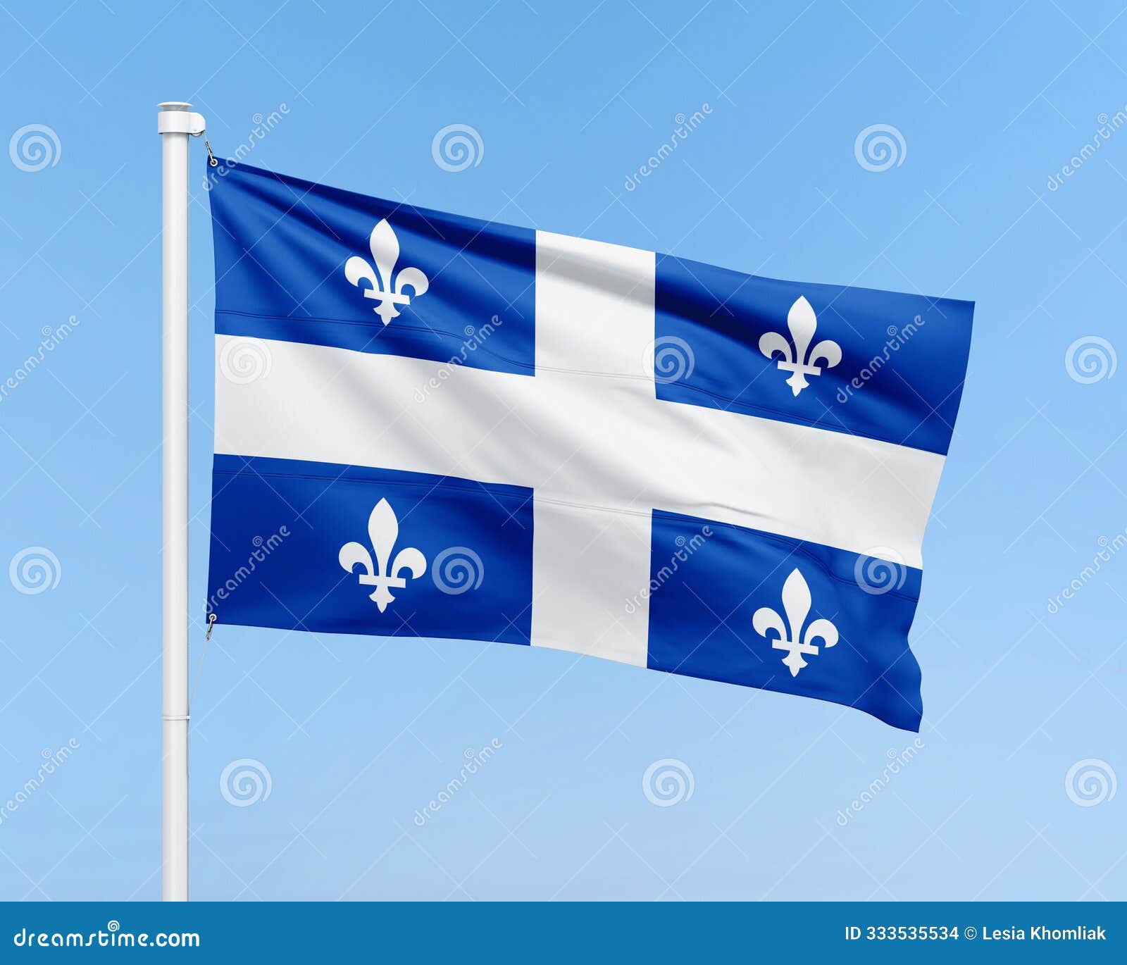 Quebec Flag on Stick on Sky Background Stock Illustration ...
