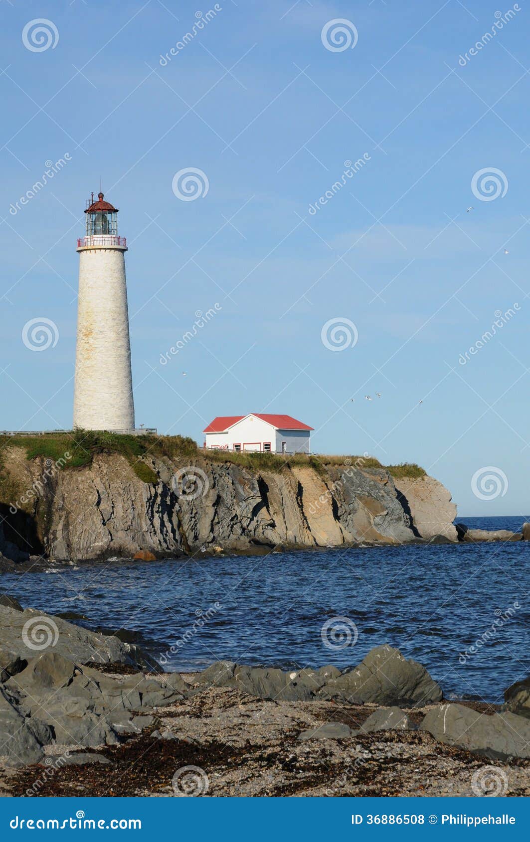 Quebec, the Lighthouse of Cap Les Rosiers in Gaspesie Stock Photo ...