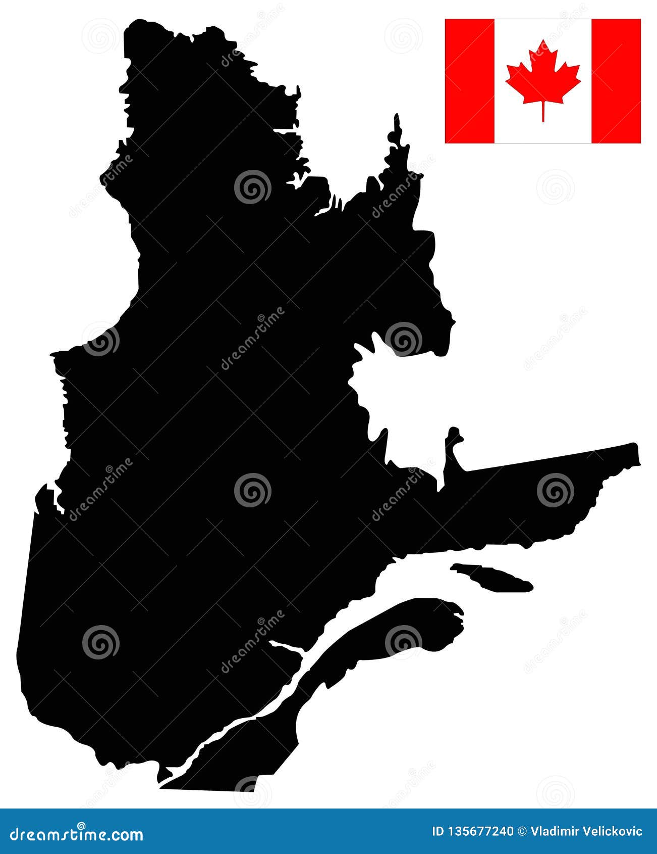 Quebec Map On Canadian Flag. QC, CA Province Map On Canada Flag. EPS ...