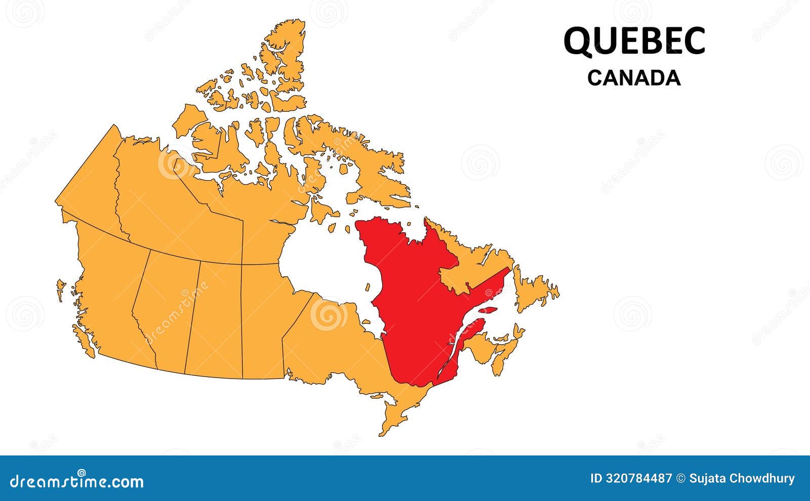 Quebec Map is Highlighted on the Canada Map with Detailed State and ...