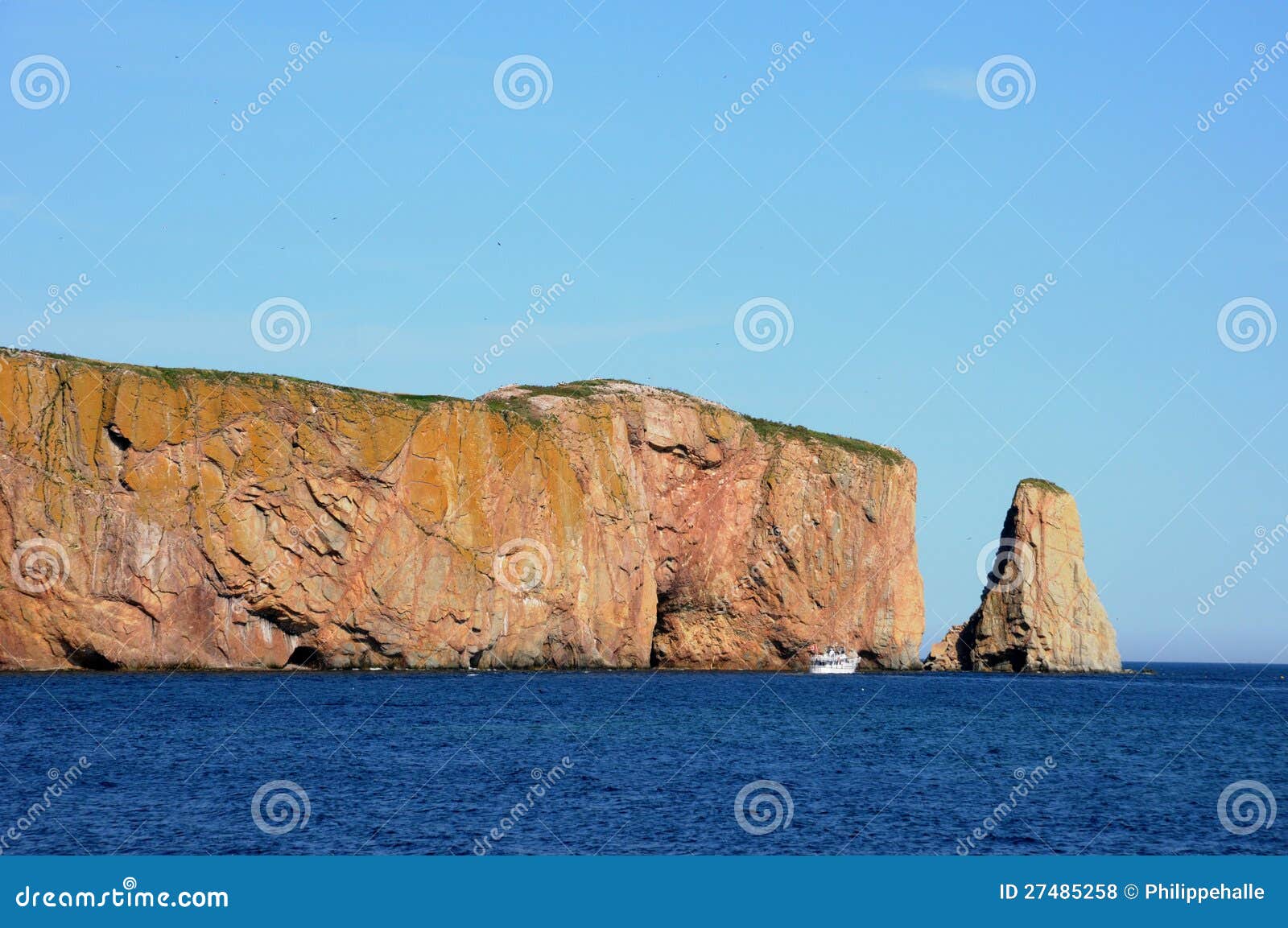 Quebec, Perce Rock in Gaspesie Stock Photo - Image of seaside, cliff ...