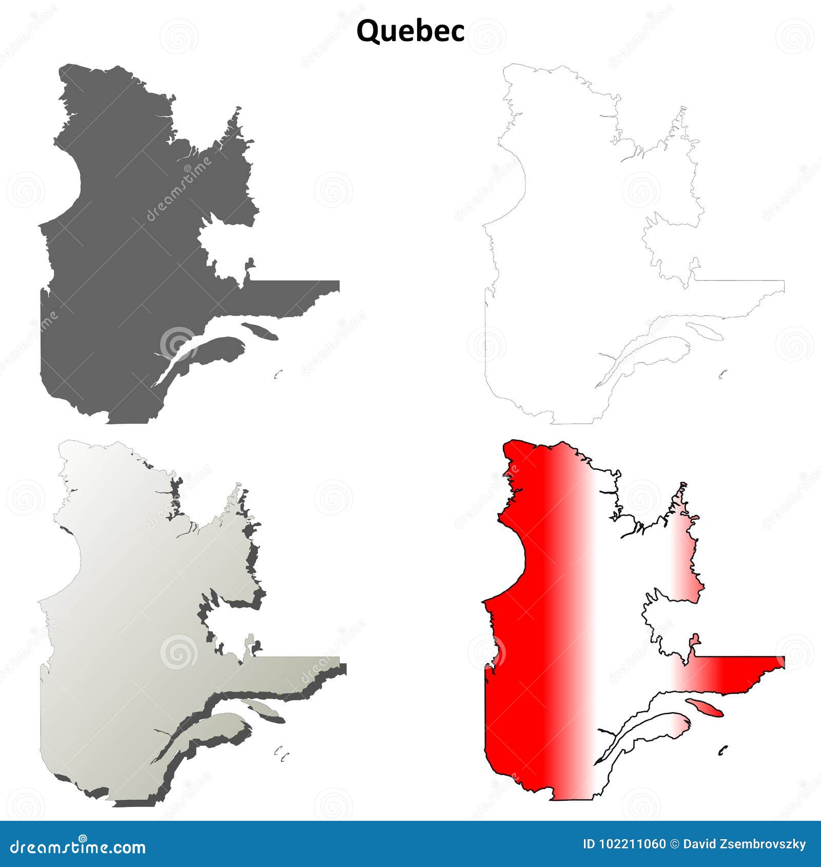Quebec Blank Outline Map Set Stock Vector - Illustration of outline ...