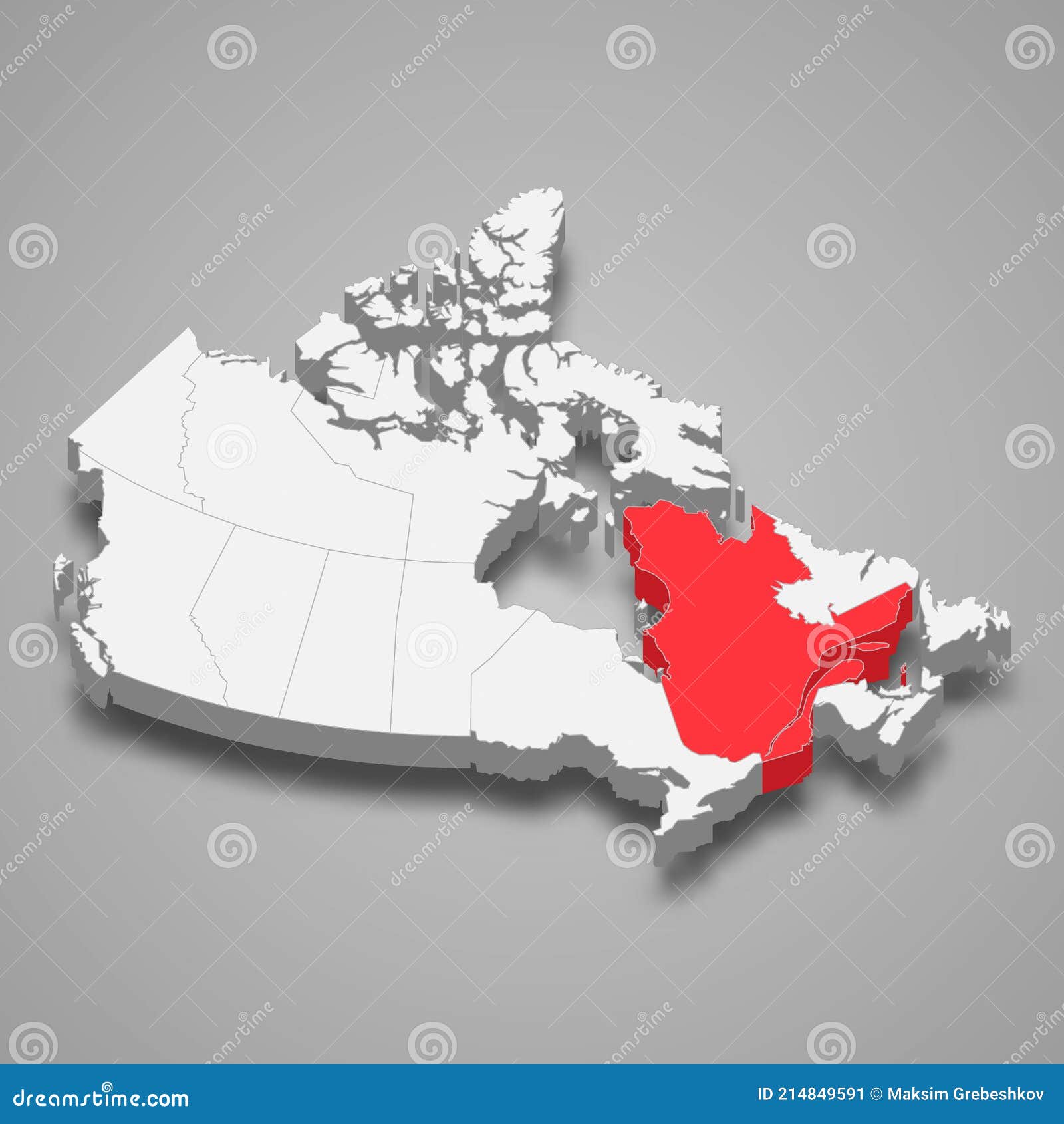 Quebec Region Location within Canada 3d Map Stock Vector - Illustration ...
