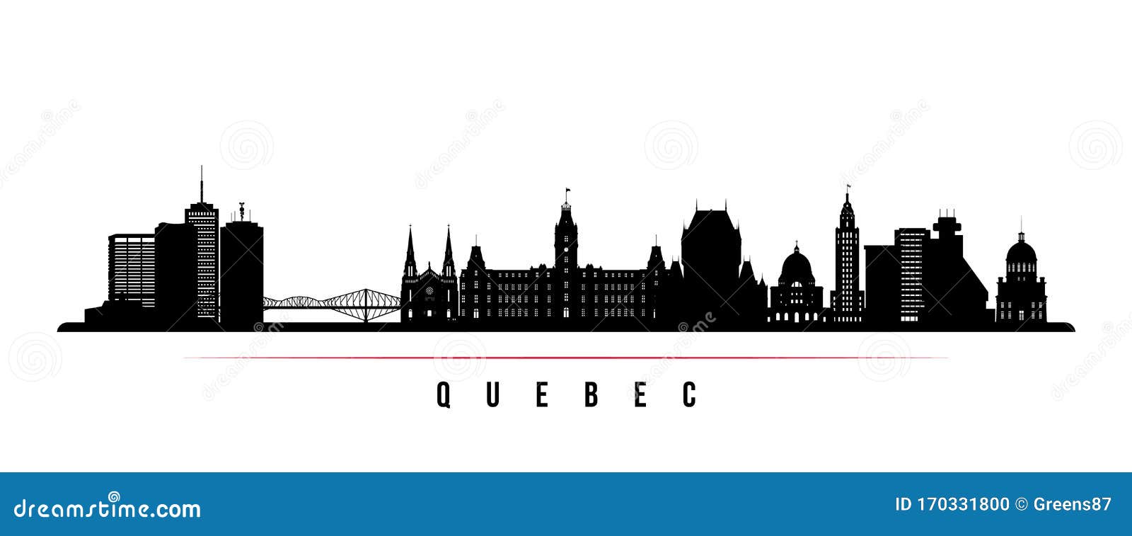 Quebec Skyline Horizontal Banner. Stock Vector - Illustration of famous ...