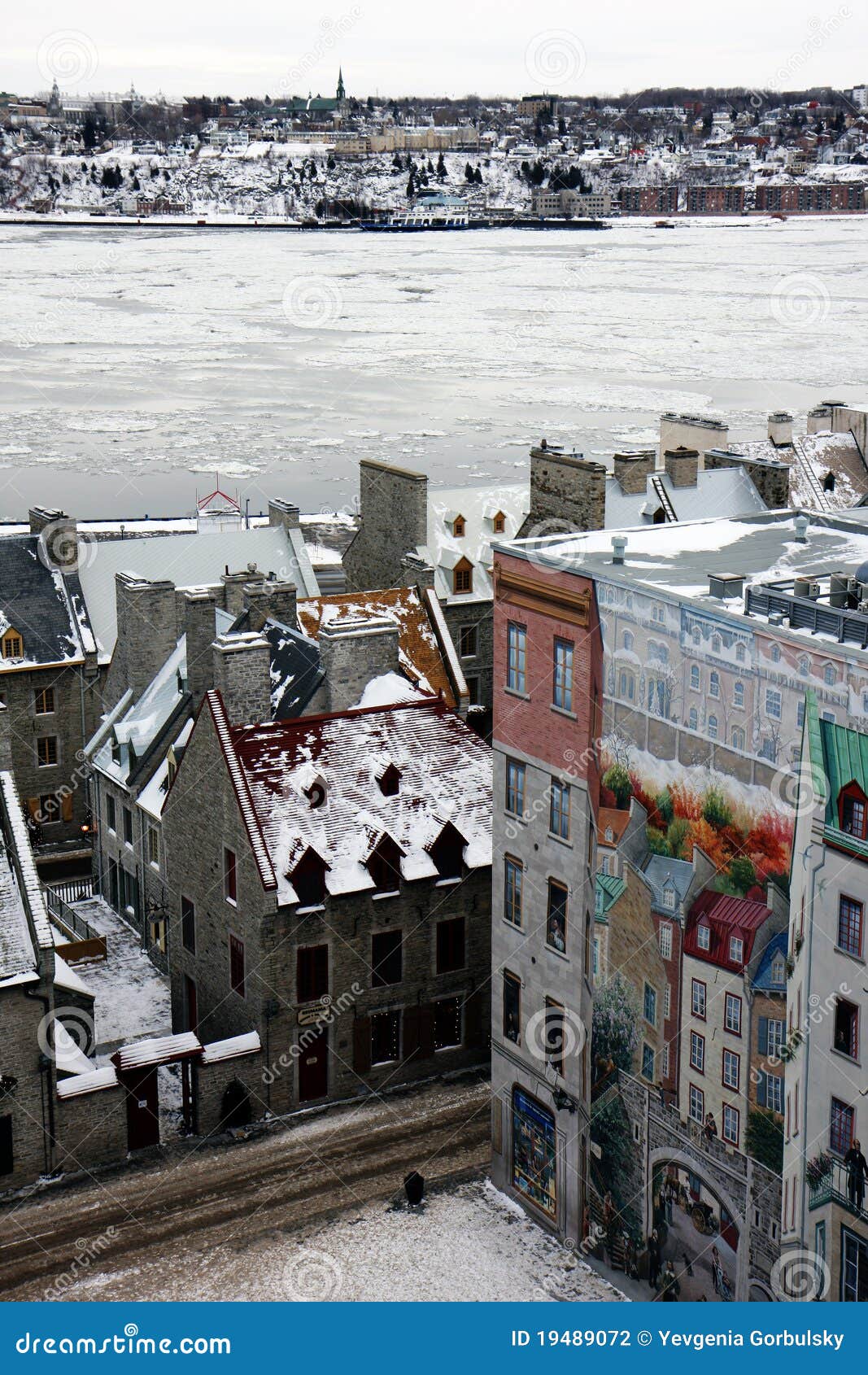 Quebec in winter stock photo. Image of river, history - 19489072