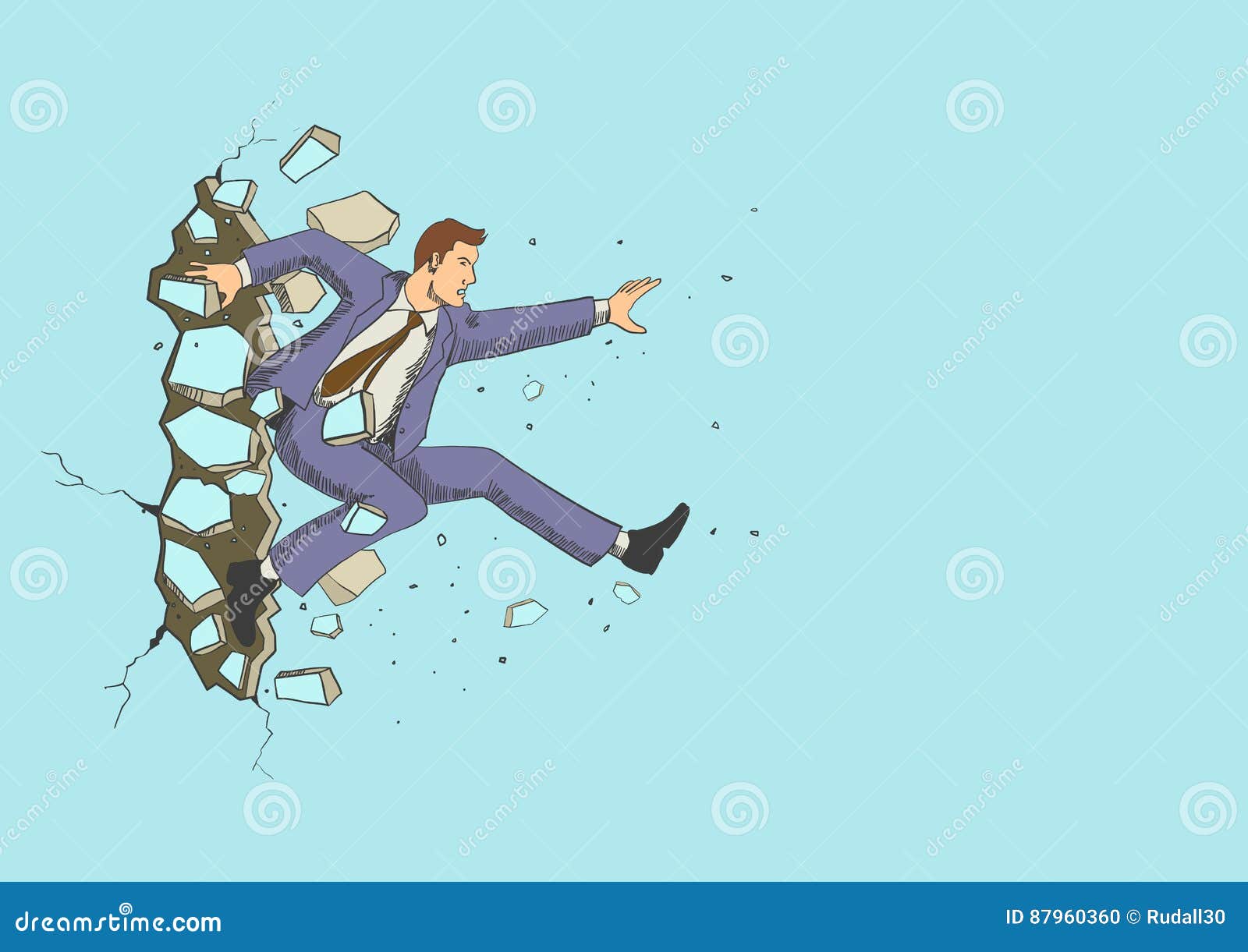 Quebrando a parede ilustração stock. Ilustração de quebrar - 87960360