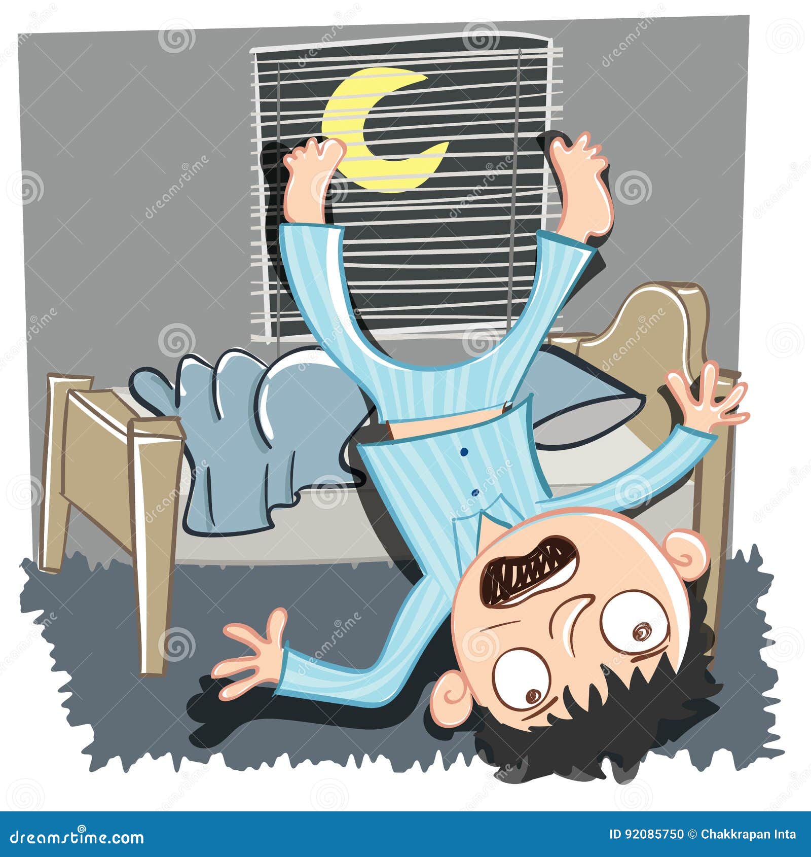 Queda fora da cama ilustração do vetor. Ilustração de cartoon - 92085750
