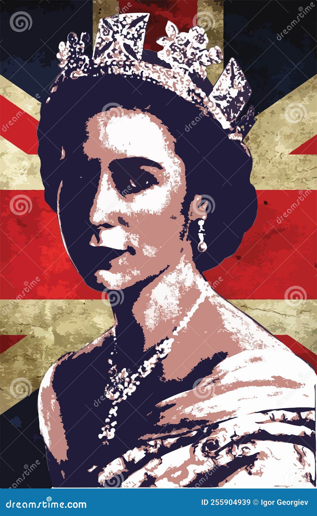 Queen Elizabeth II United Kingdom Vector Illustration Poster Template ...