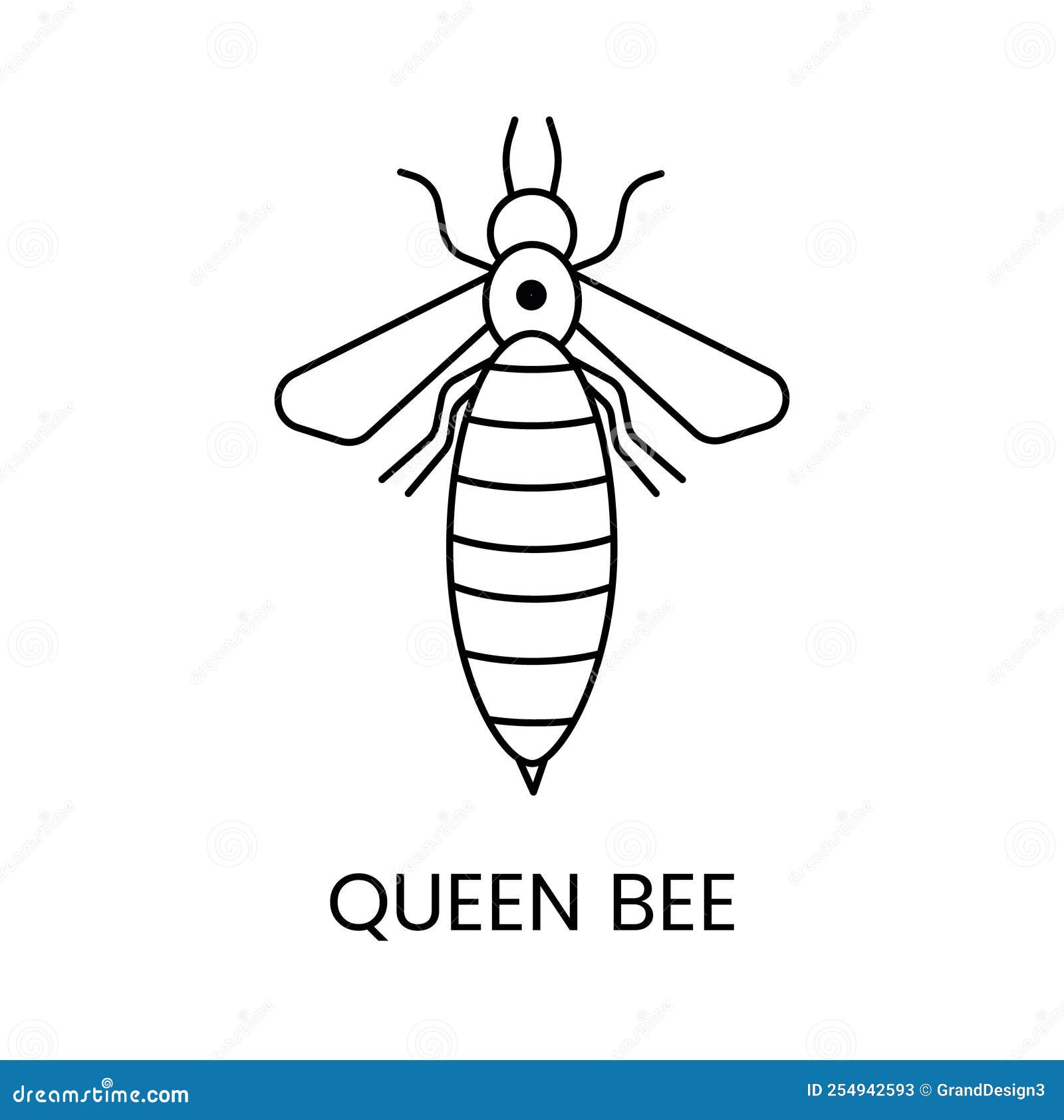 Queen Bee Icon in Lines, Vector Illustration Stock Vector ...