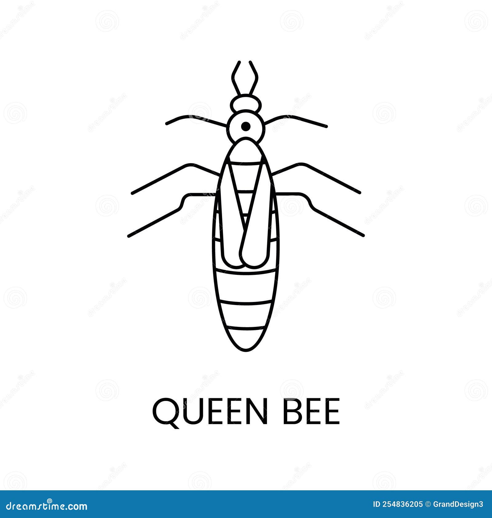 Queen Bee Icon in Lines, Vector Illustration Stock Vector ...