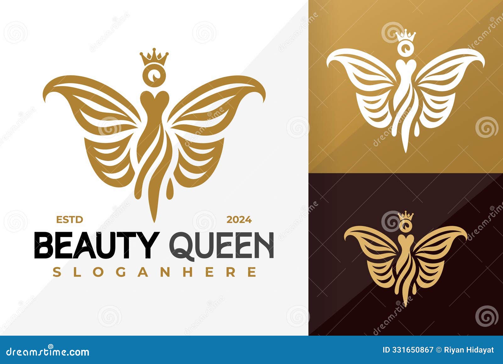 Queen Butterfly Logo Design Vector Symbol Icon Illustration Stock ...