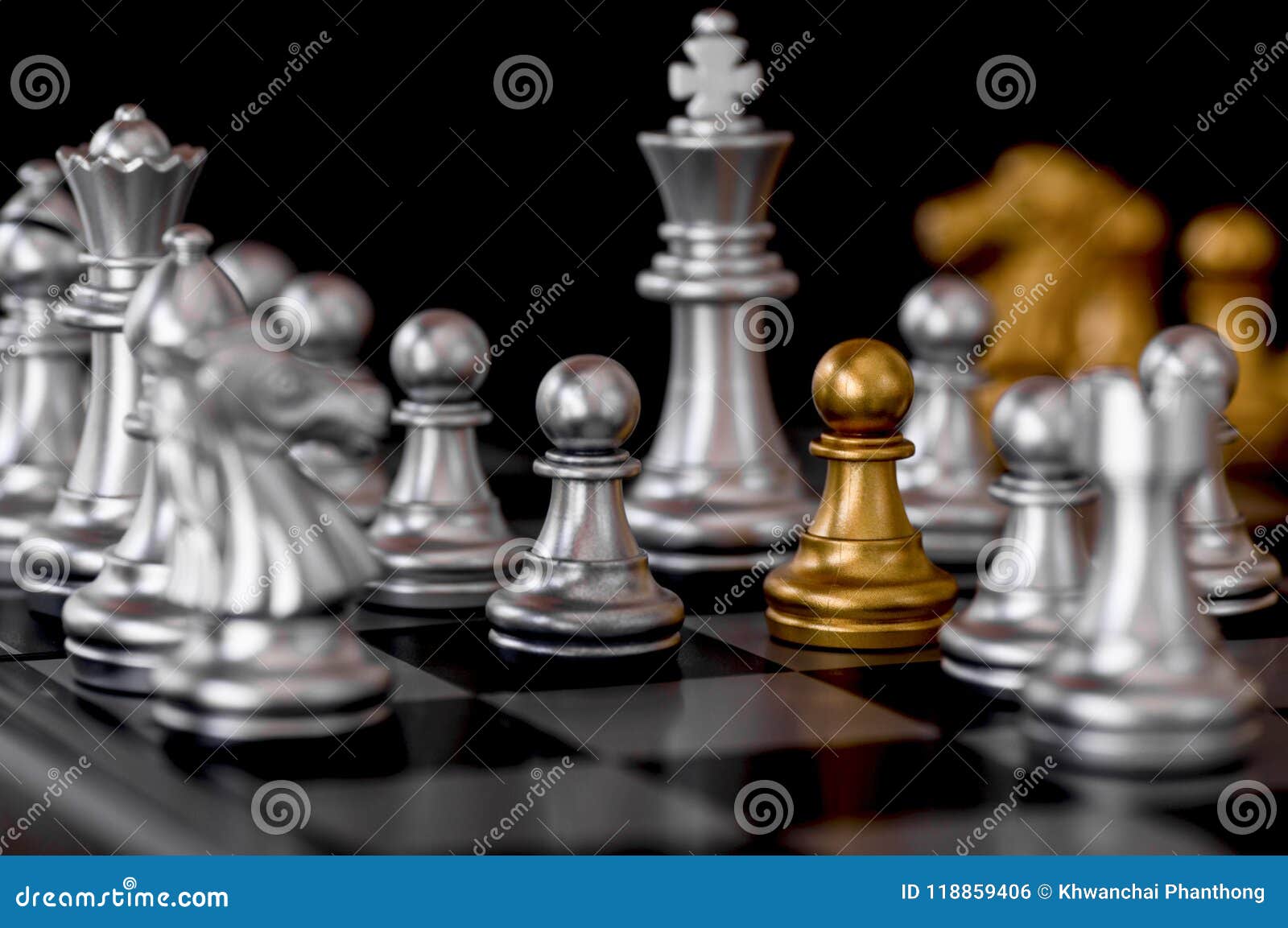 Queen Chess Set with Enemy Background Stock Photo - Image of defeat ...