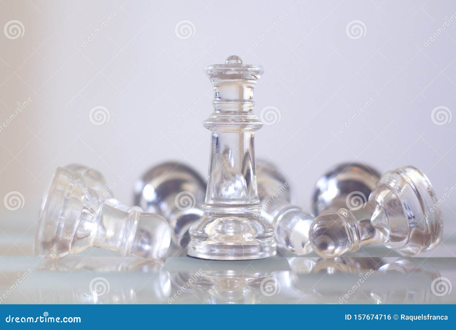 Queen Chess Surrounded by Fallen Chess Pieces Stock Photo - Image of ...